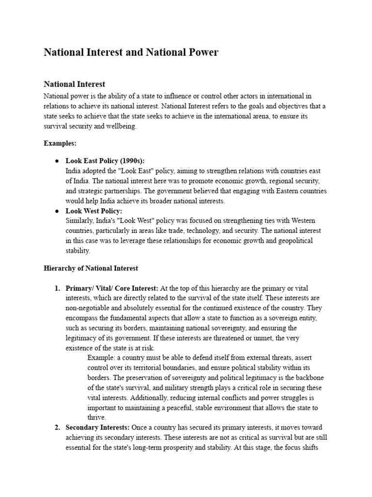 Understanding National Interest and Power | PDF | Soft Power | Diplomacy