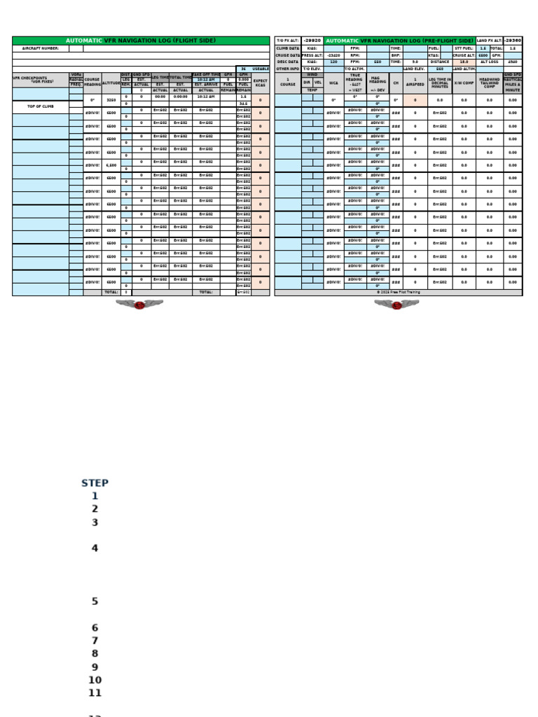 VFR Flight Navigation Log Template | PDF | Airspeed | Navigation