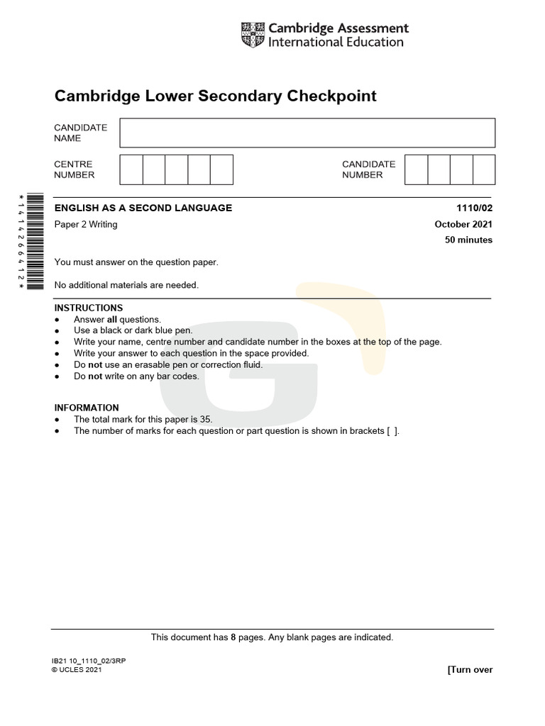 English Checkpoint October 2021 QP P2 | PDF | Human Communication