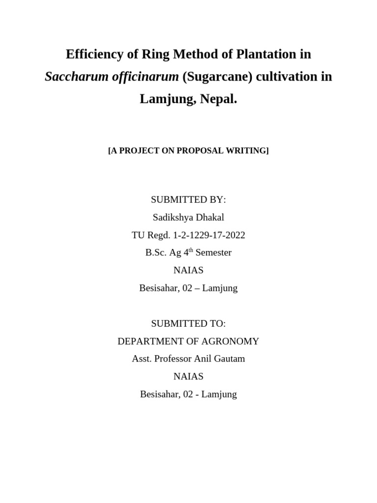 Efficiency of Ring Method of Irrigation in Saccharum Officinarum | PDF ...
