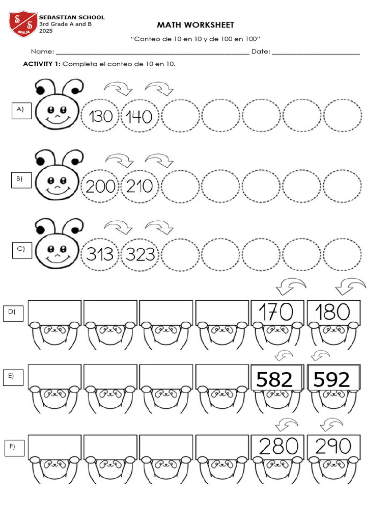 Conteo de 10 en 10 y 100 en 100 | PDF