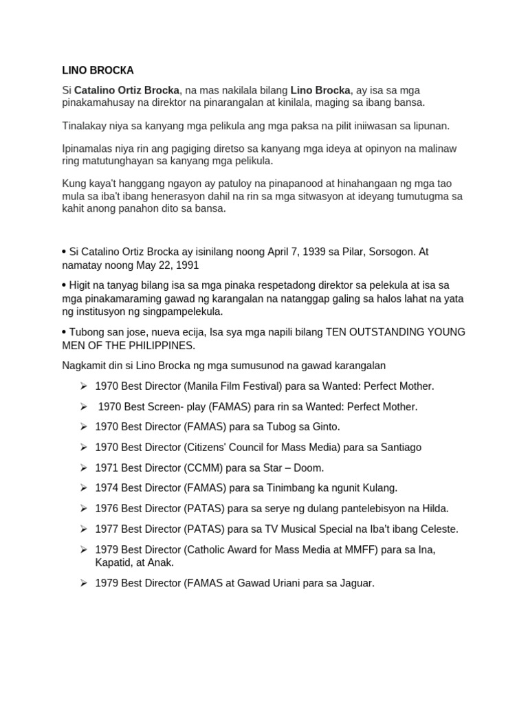 Lino Brocka at Soxy Topacio Written Report | PDF