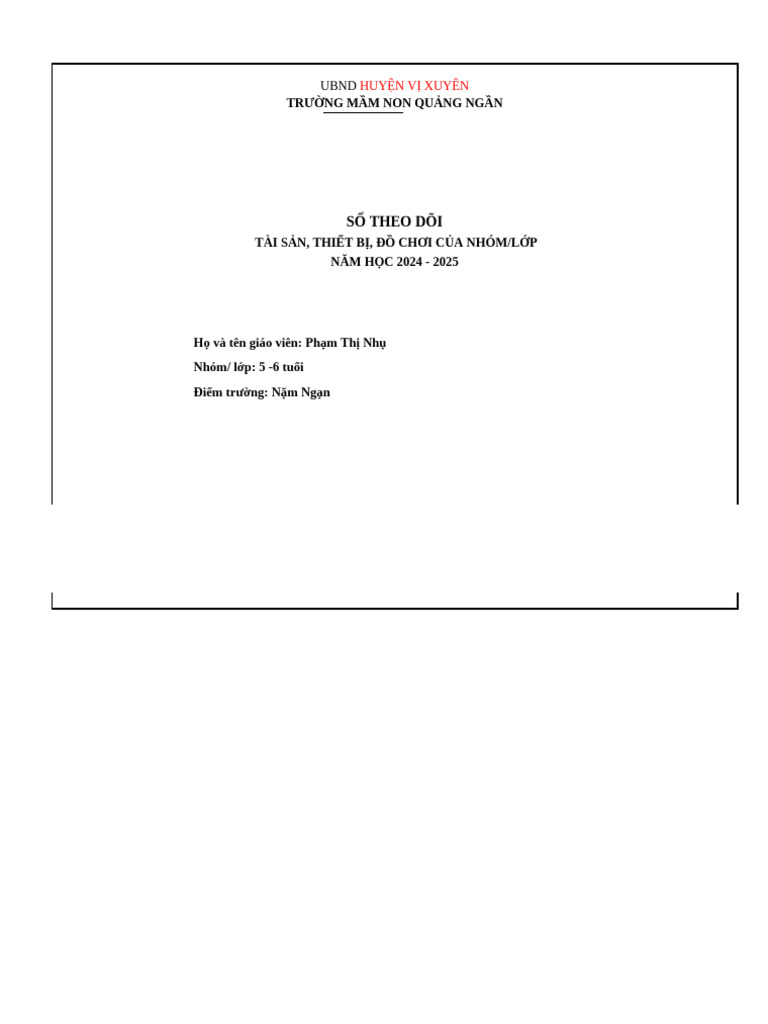 (9) Sổ Theo Dõi Tài Sản, Thiết Bị Lớp 24 - 25 | PDF