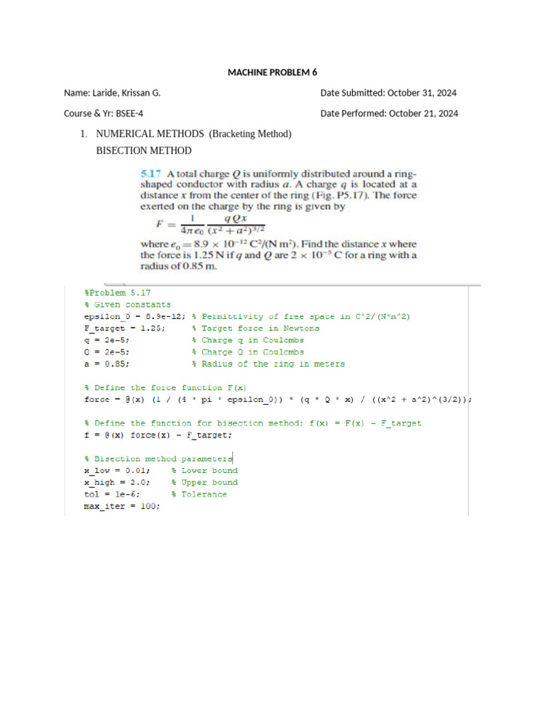 Bisection Method in Numerical Methods | PDF