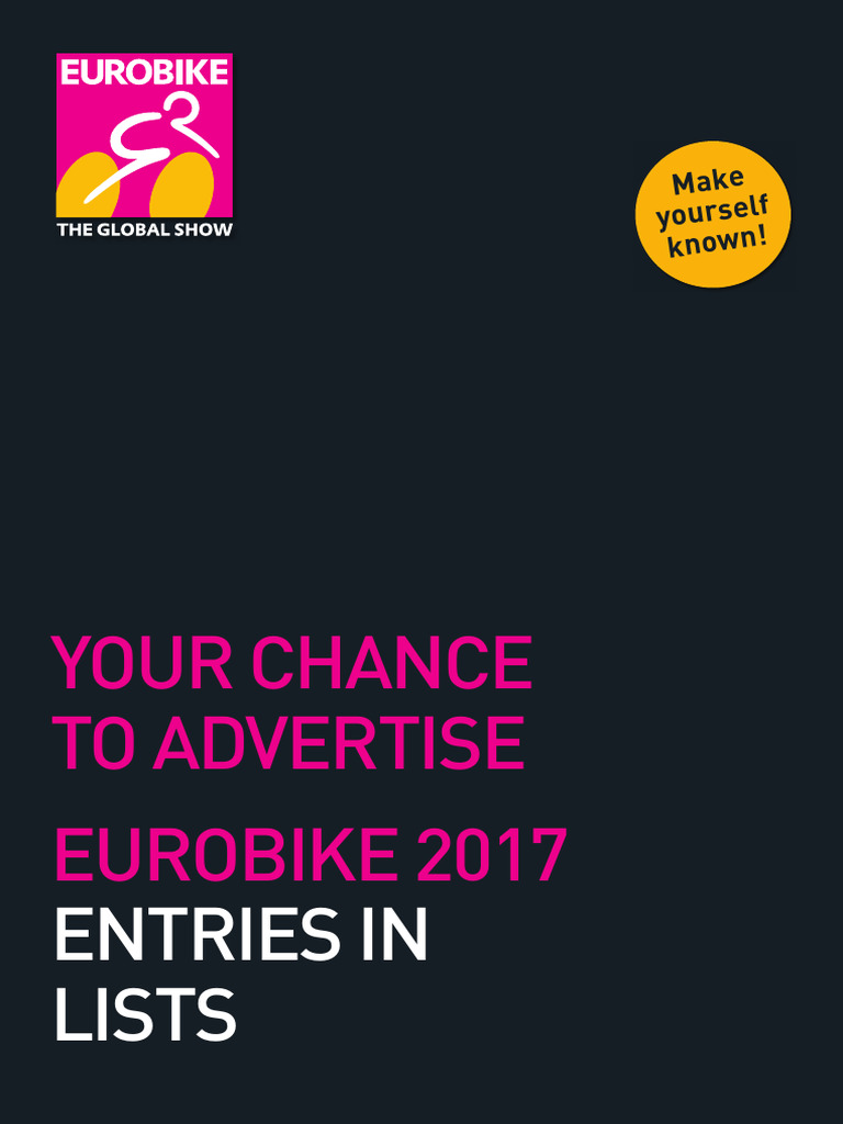 EUROBIKE_Werbemoeglichkeiten_EintraegeVZ_2017_E | PDF | Aerobic Exercise | Human Powered Transport