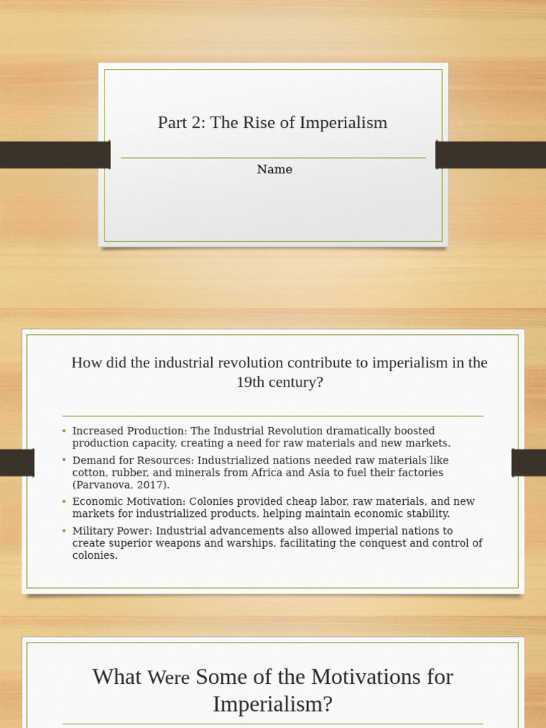 Industrial Revolution's Role in Imperialism | PDF | Imperialism ...
