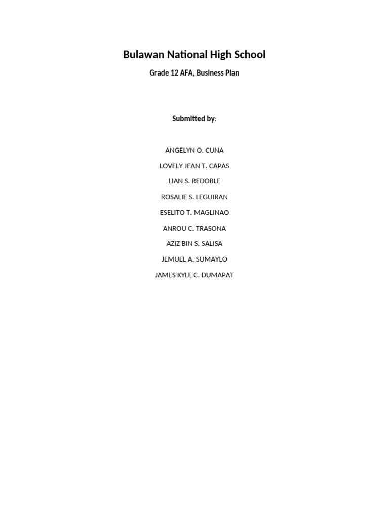 Bulawan Bread Business Plan | PDF