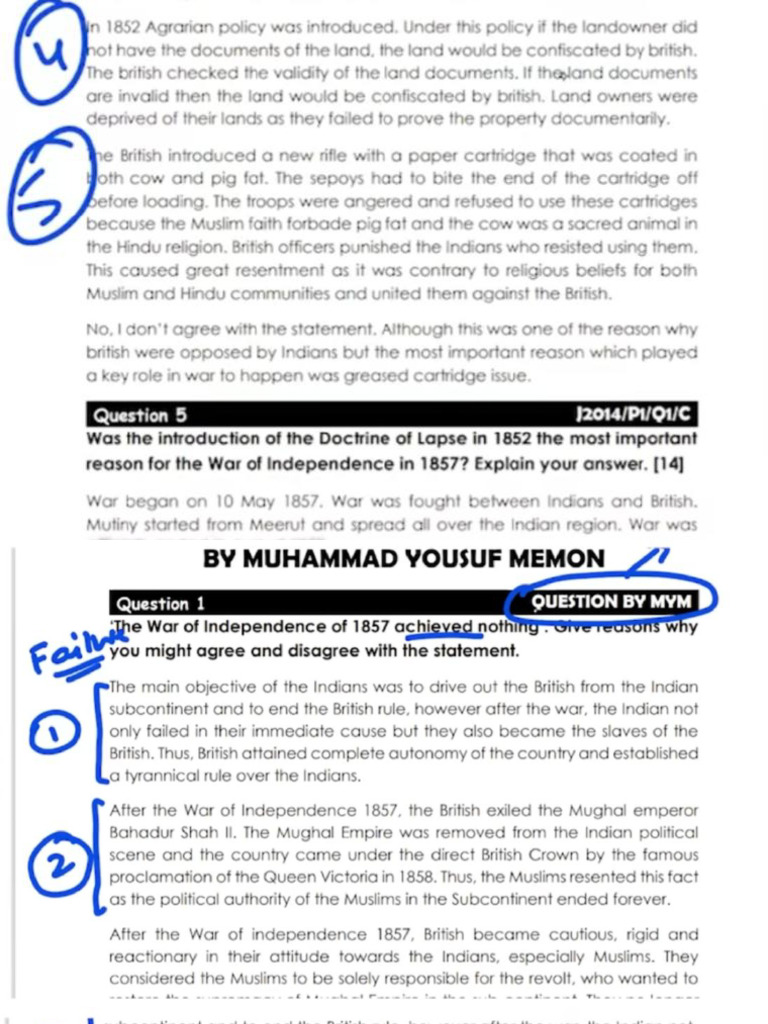 War of Independence Questions | PDF