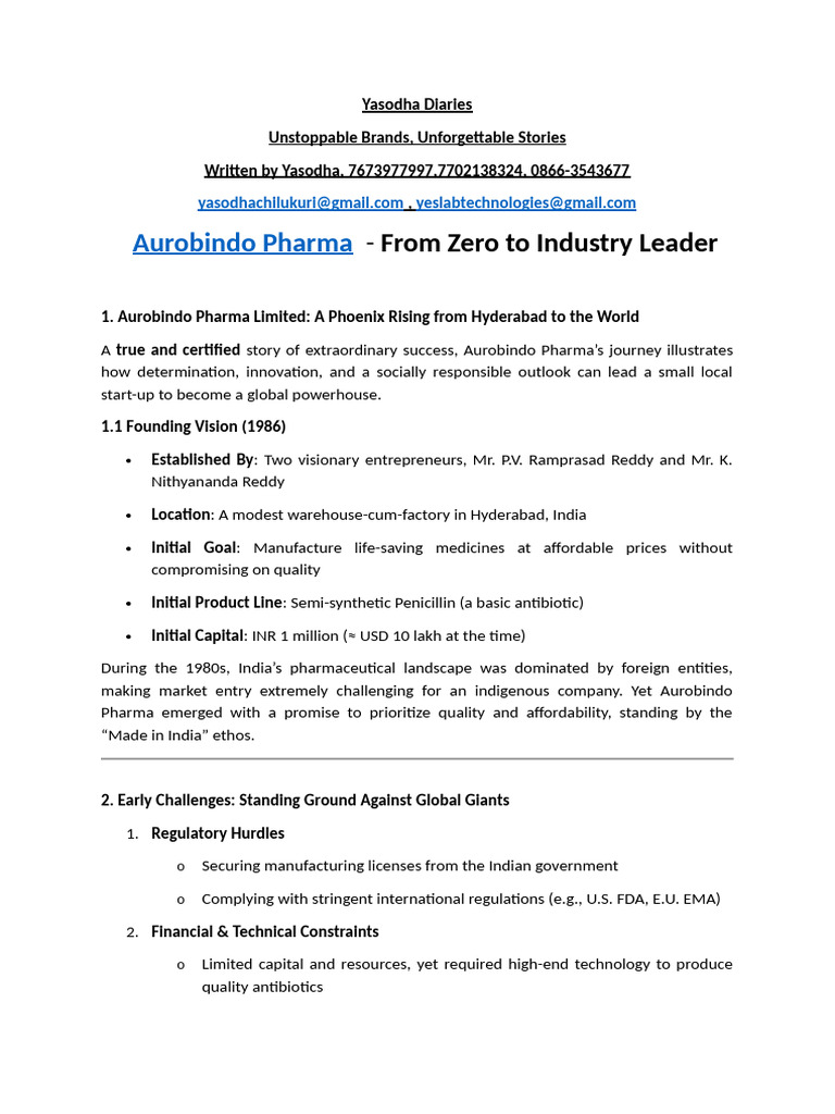 Aurobindo Pharma - English | PDF | Pharmaceutical Industry | Generic Drug