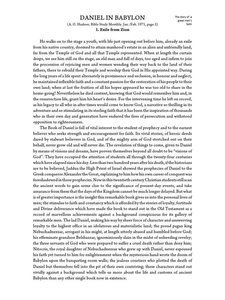 Daniel's Legacy in Babylonian Exile | PDF | Daniel (Biblical Figure ...
