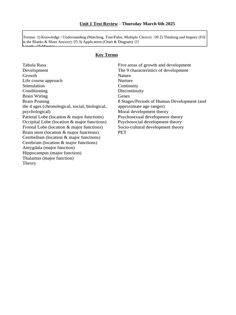 Unit Test Key Concepts Review | PDF