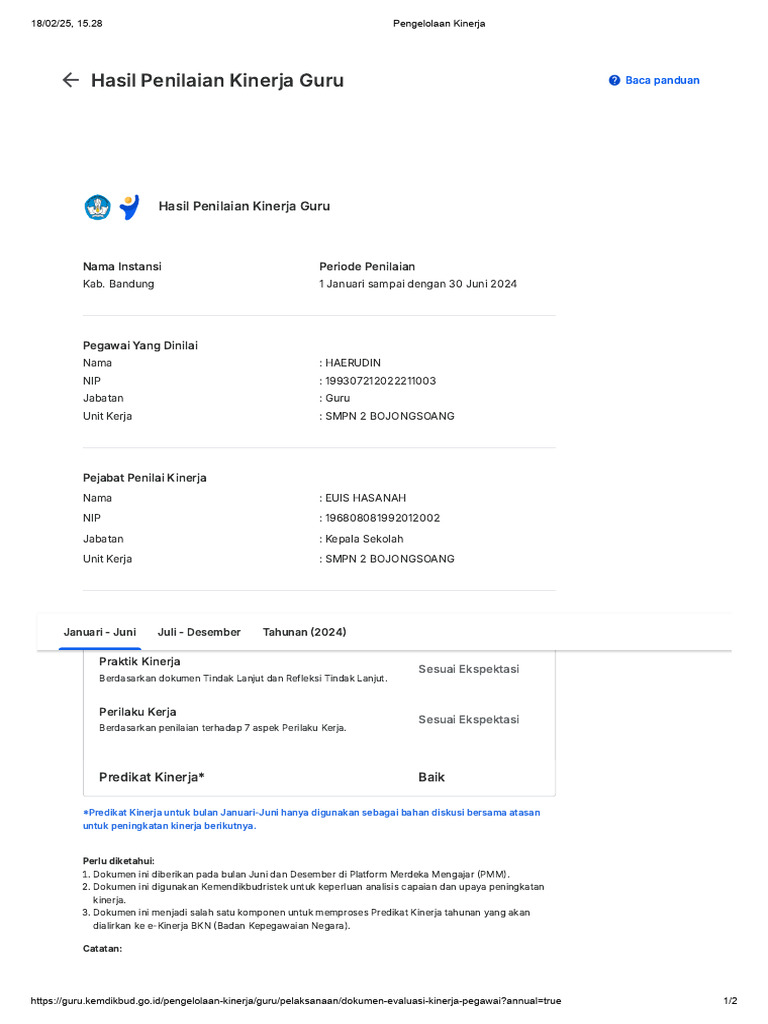 Pengelolaan Kinerja Jan-jun 2024 Heru | PDF