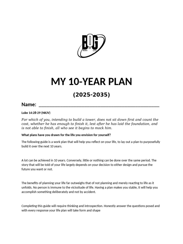My 10-Year Plan | PDF | Motivation | Motivational