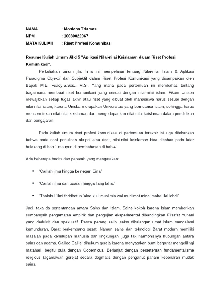 Resume Kuliah Umum Jilid 5 | PDF