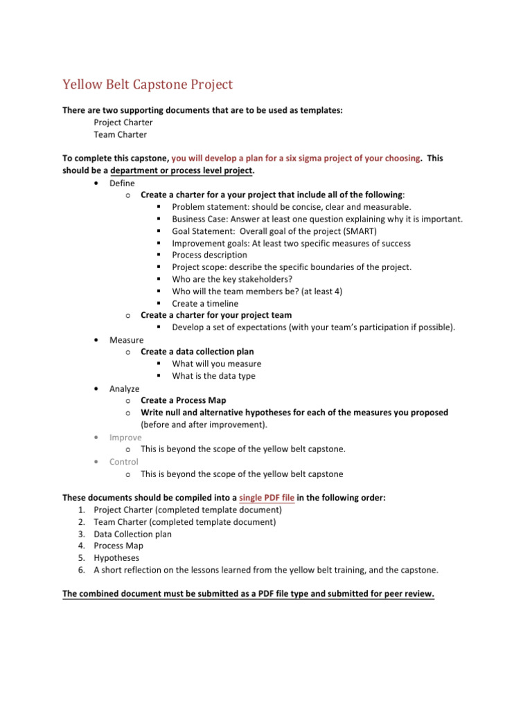 Yellow Belt Capstone Project Instructions | PDF