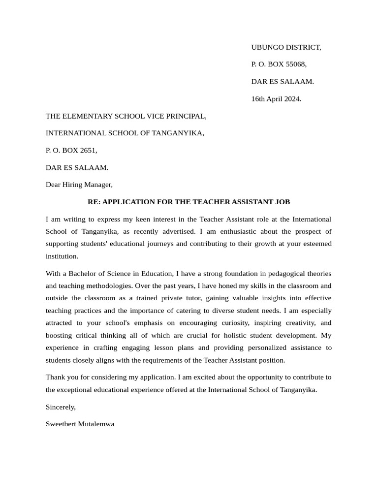 IST Application Letter | PDF