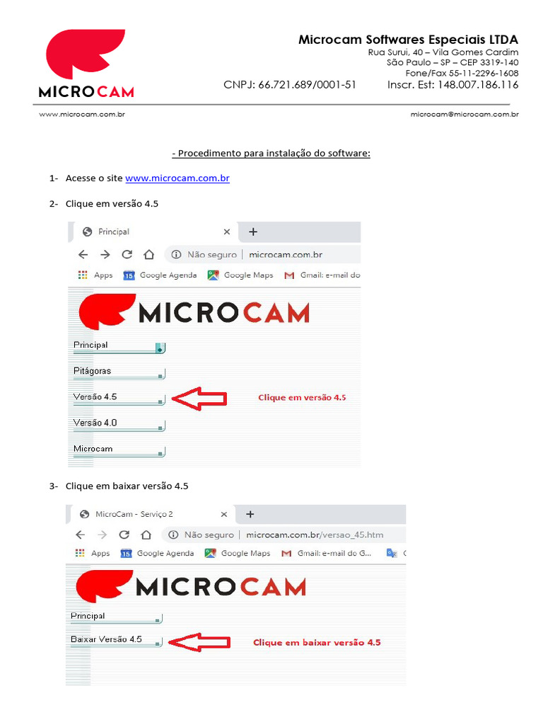 Instalação do Software Microcam 4.5 | PDF | Programas | Tecnologia da ...