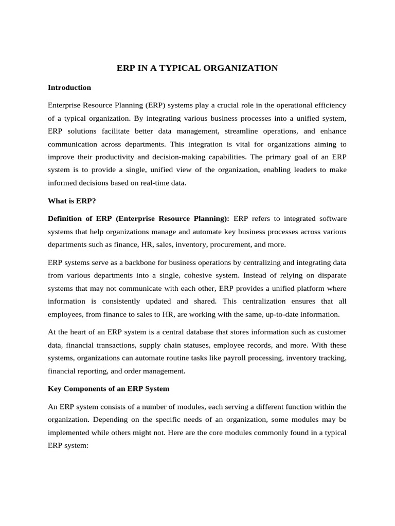 ERP in a Typical Organization | PDF | Enterprise Resource Planning ...