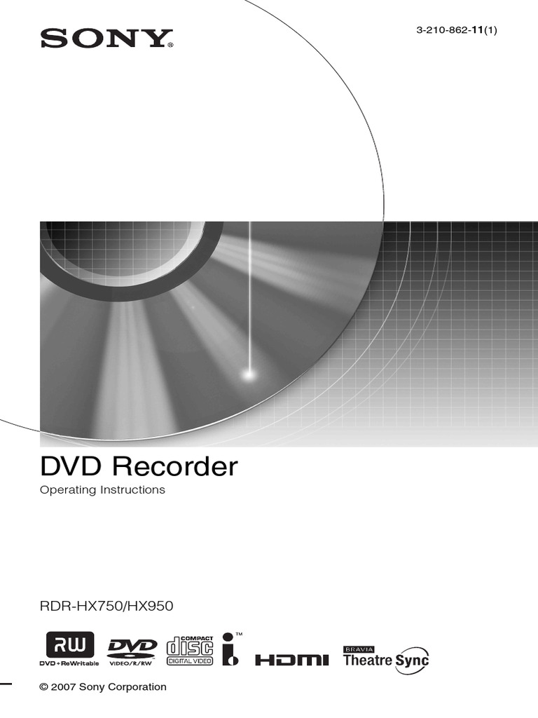 SONY DVD RDR-HX750750 | PDF | Compact Disc | Dvd