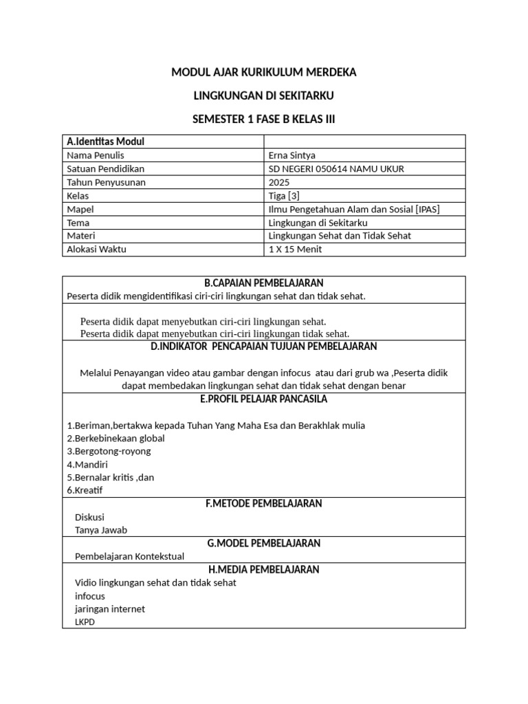 Modul Ajar Kurikulum Merdeka Erna Sintya | PDF