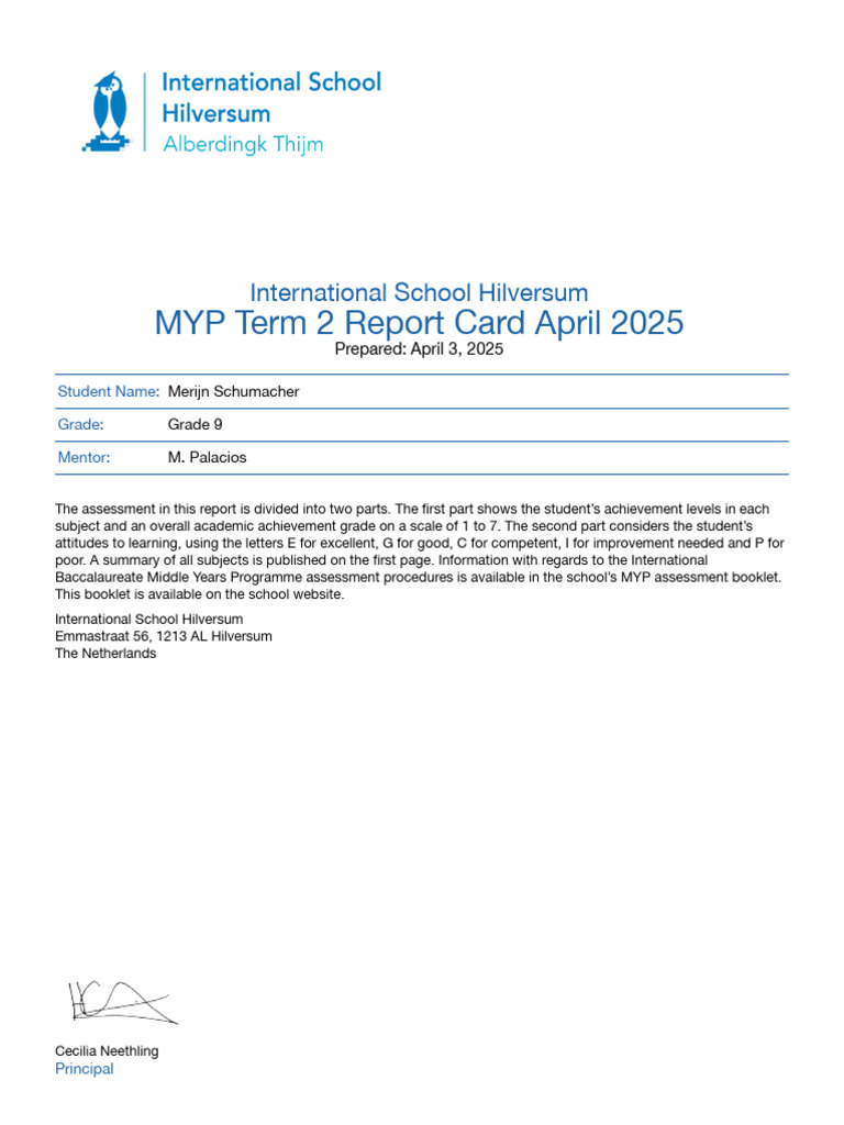 MYP_Term_2_Report_Card_April_2025 | PDF | Scientific Method | Science