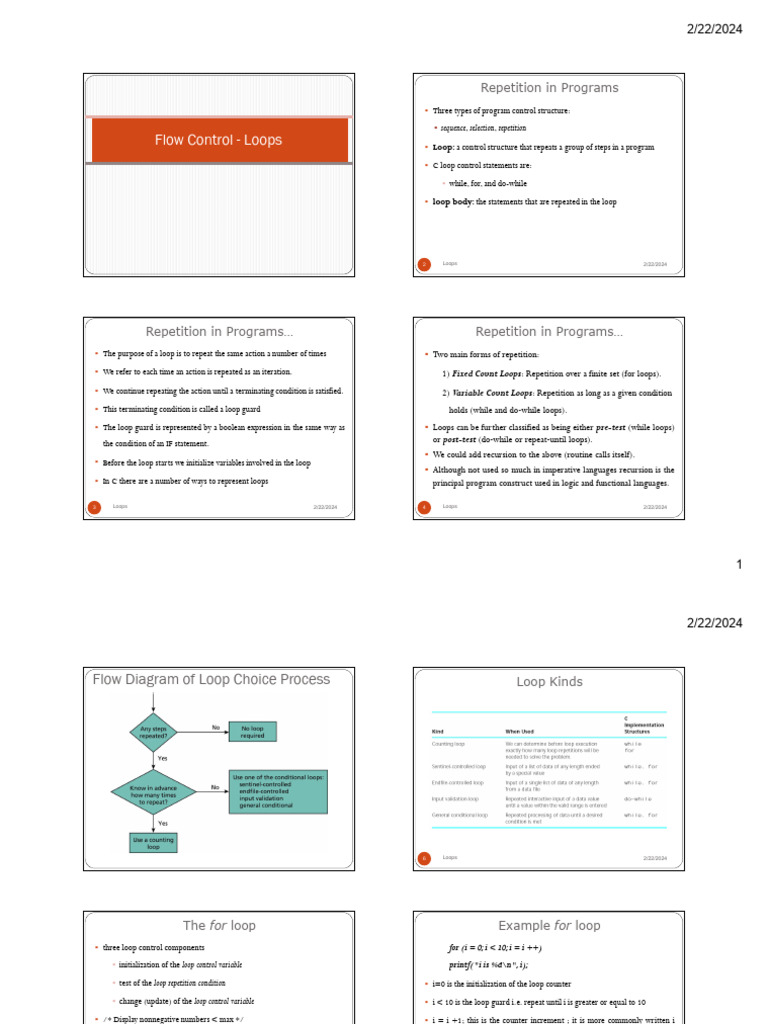 1.8 Flow Control - Loops | PDF | Control Flow | Software Engineering