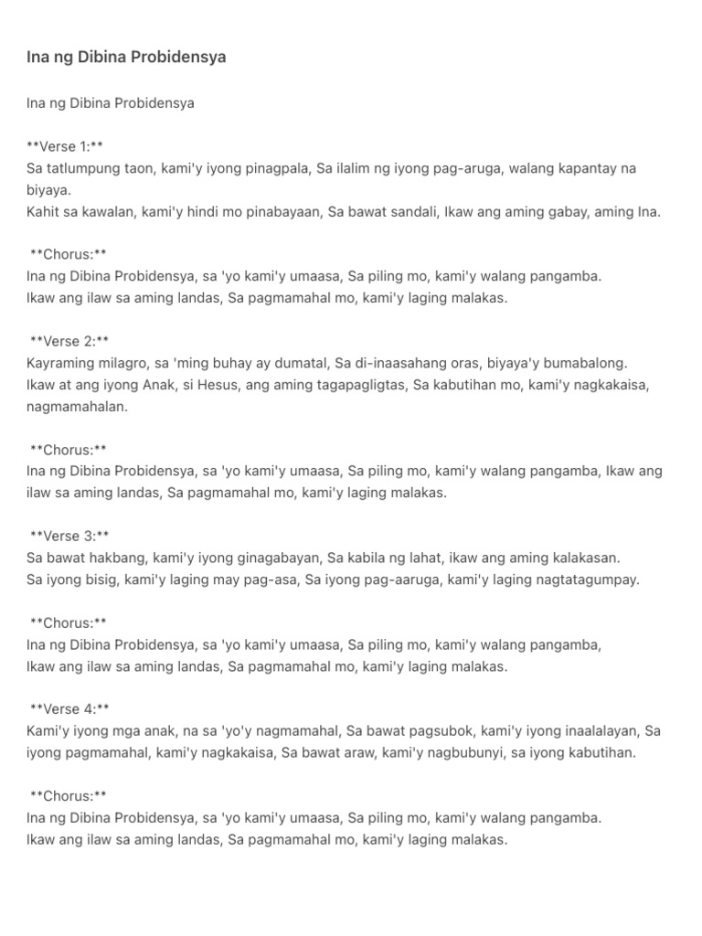 Ina NG Dibina Probidensya | PDF