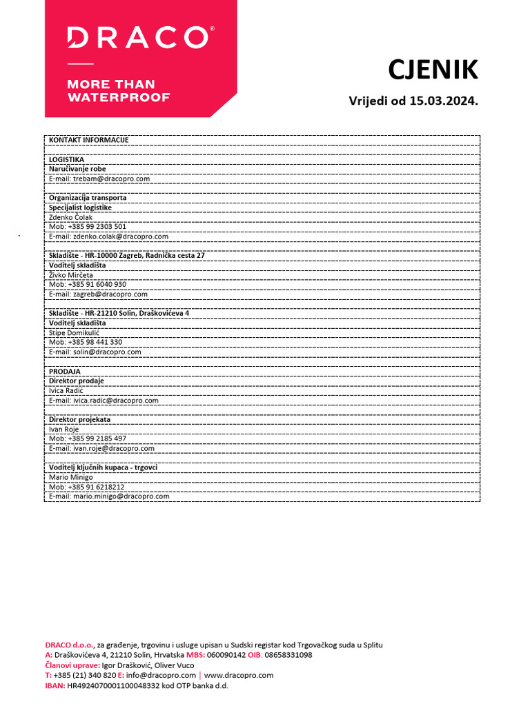 Draco Cjenik 2024 A | PDF