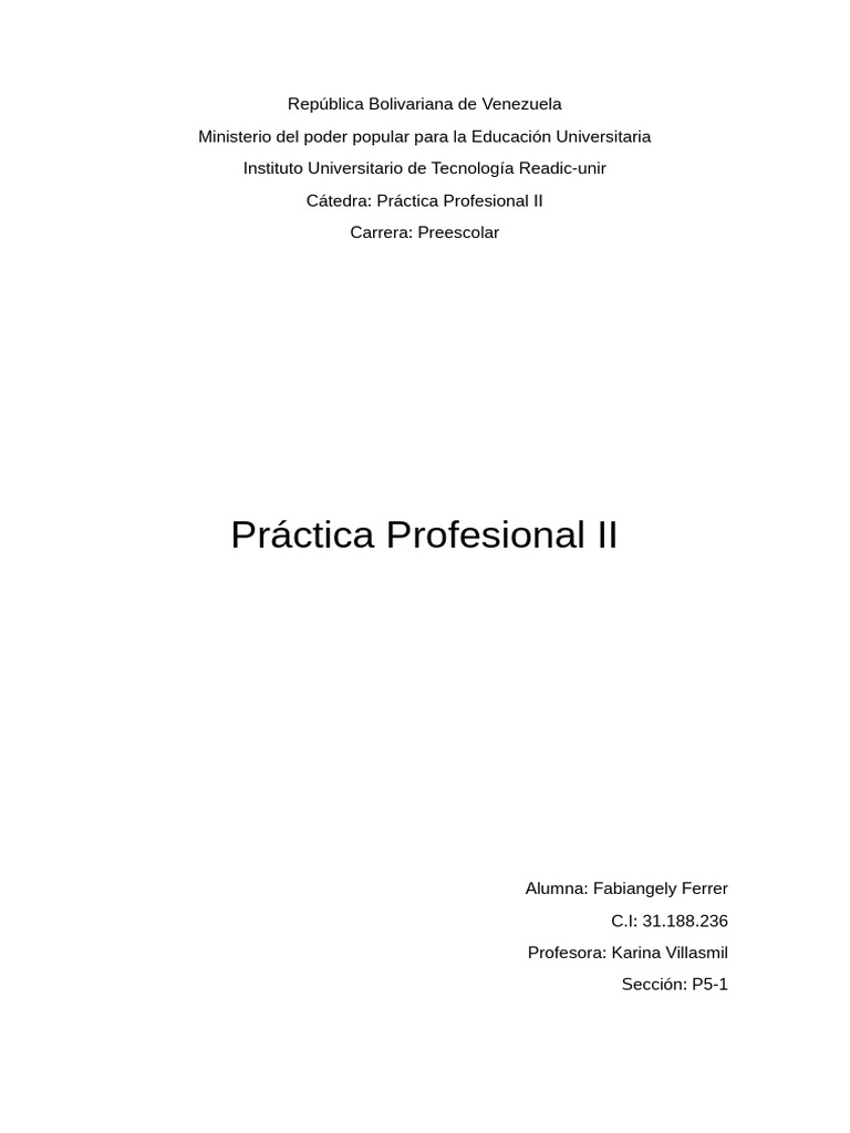Práctica profesional II Unidad IV Actividad I | PDF