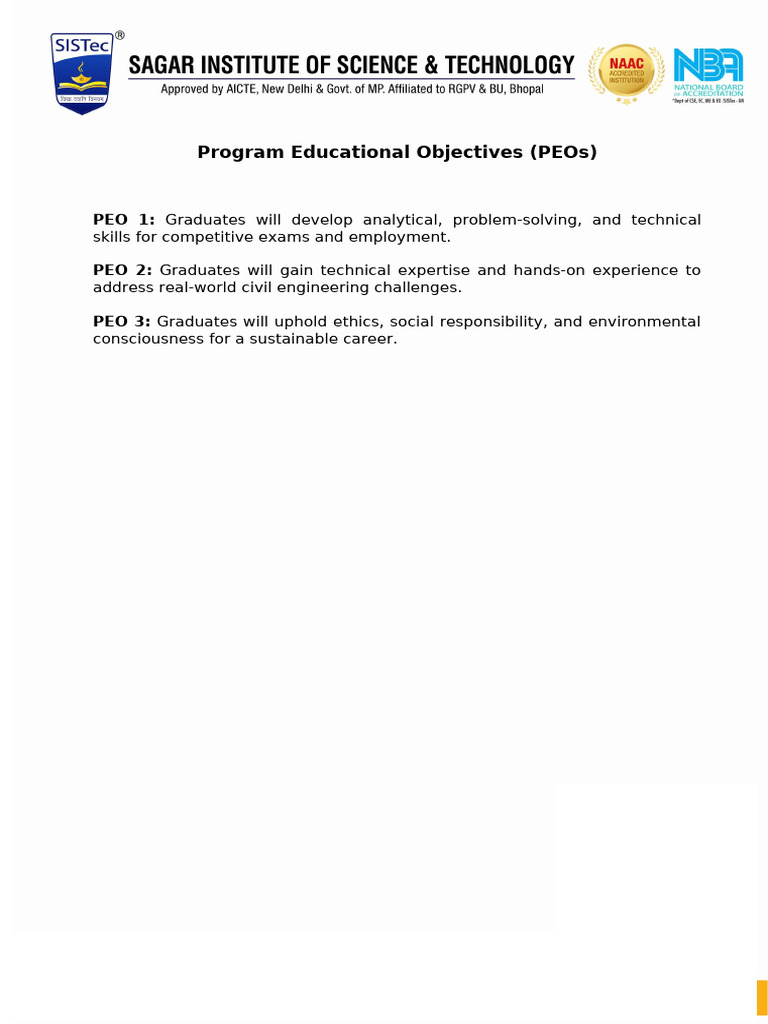 Program Educational Outcomes (PEOs) | PDF