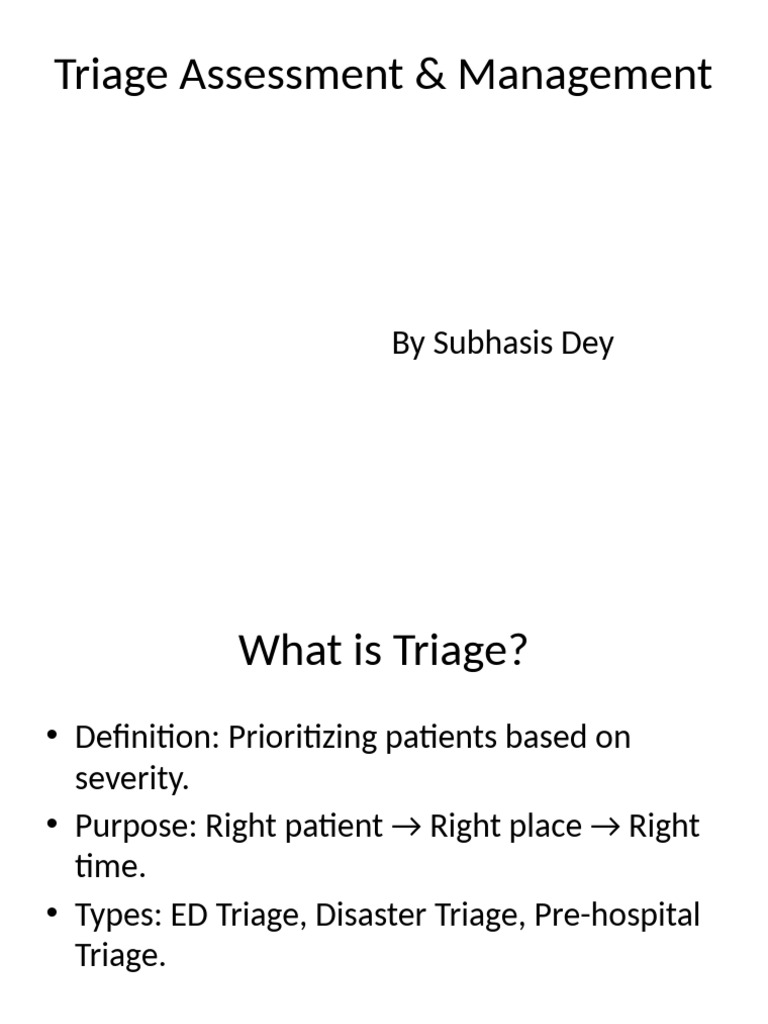 Triage Assessment and Management Presentation | PDF