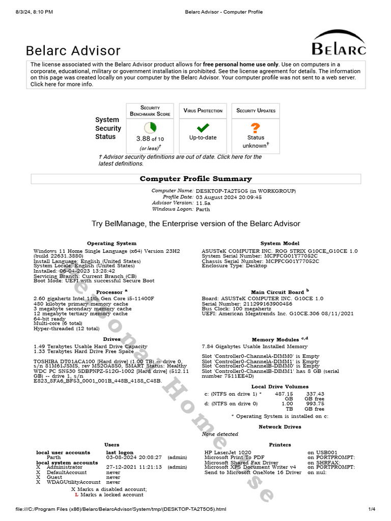 Parth New Desktop - Computer Profile | PDF | Computer Network | Microsoft Windows