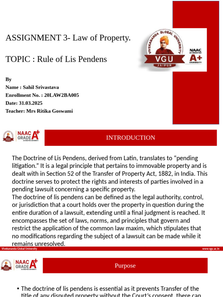 Rule of Lis Pendens Explained | PDF | Lawsuit | Property