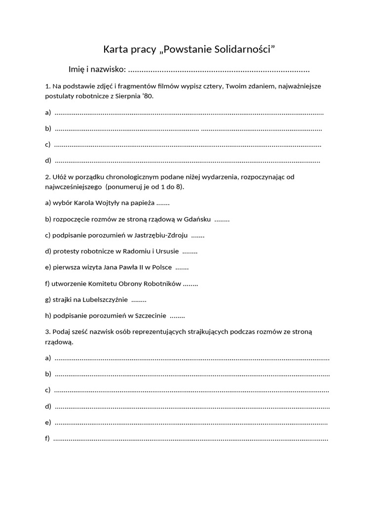 Karta Pracy Powstanie Solidarnosci 1587719162 | PDF