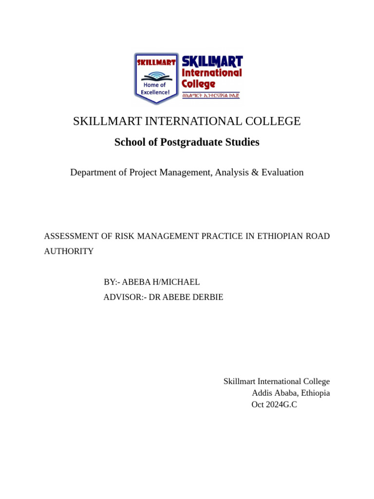 Abeba Haile Michael Final | PDF | Risk | Risk Management