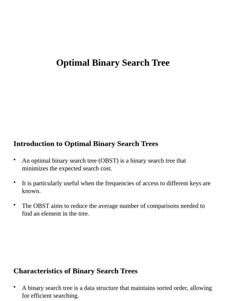 Optimal Binary Search Tree | PDF Optimal Binary Search Tree | PDF