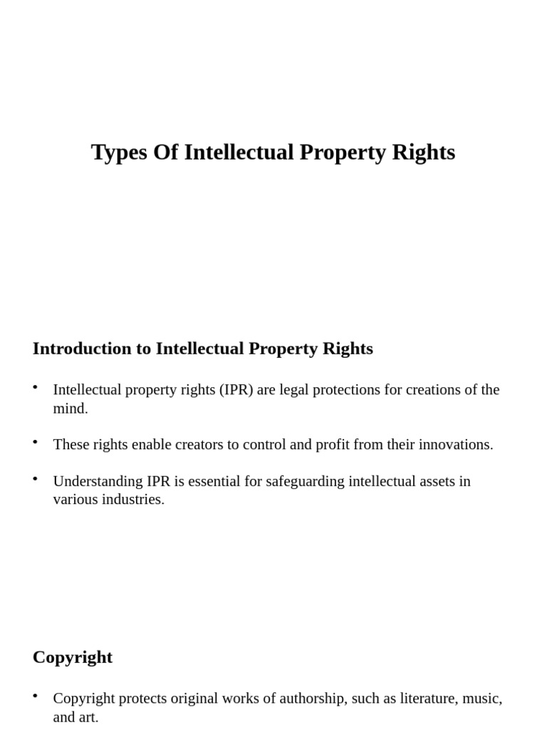Types of Intellectual Property Rights | PDF