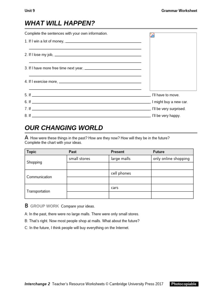 Interchange5thEd Level2 Unit09 Grammar Worksheet | PDF