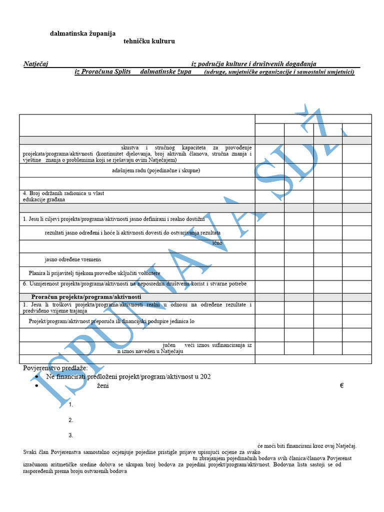 Obrazac 4. Ocjena Kvalitete Projekta, Programa, Aktivnosti | PDF