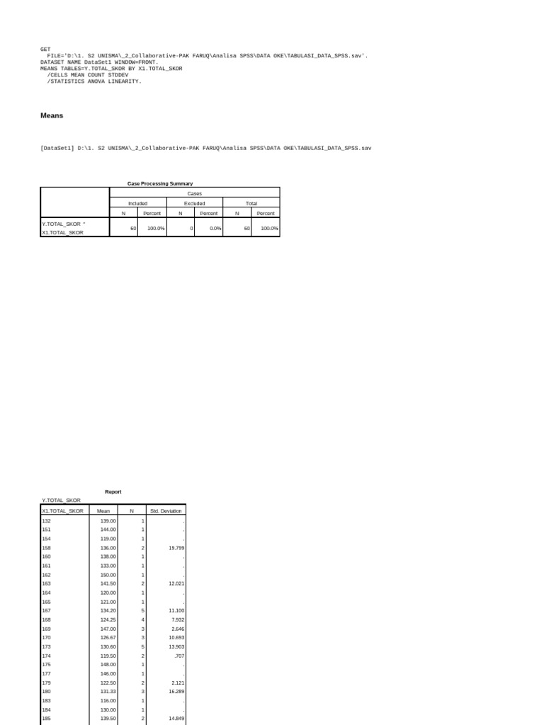 Uji Linearitas dengan SPSS Analisis | PDF | Standard Deviation ...