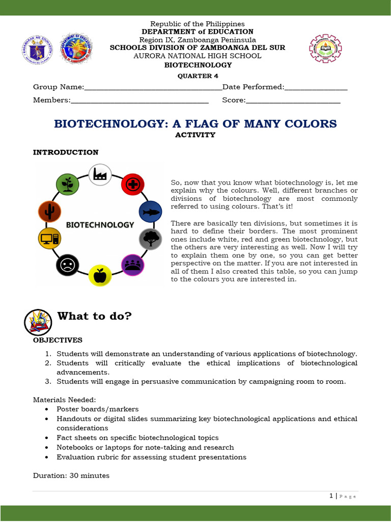 Biotechnology Activity Overview | PDF | Biotechnology | Communication