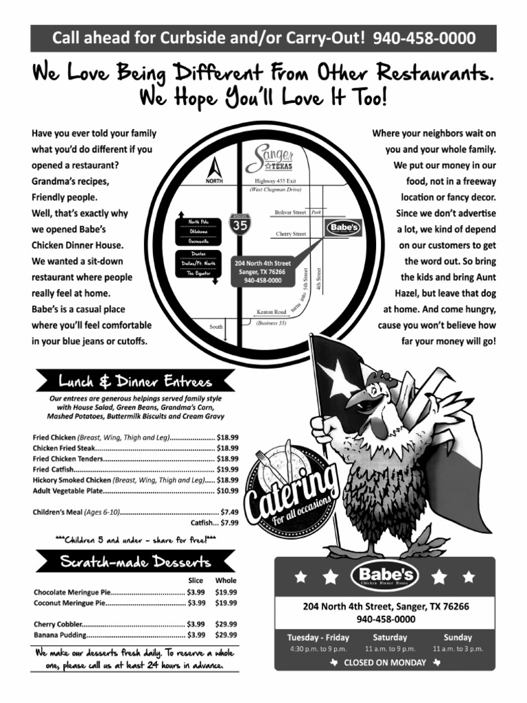 Babes Chicken Menu Sanger | PDF