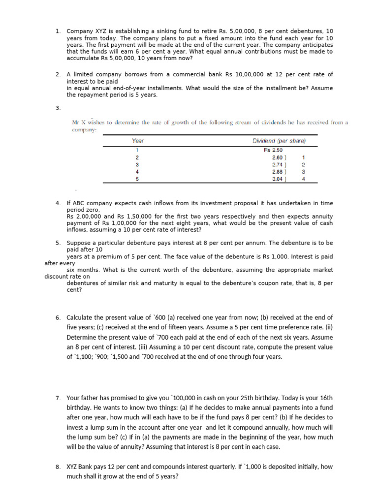 Time Value of Money Questions | PDF | Present Value | Interest