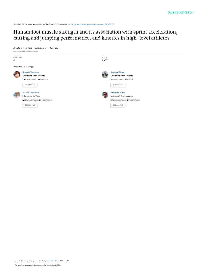 Human Foot Muscle Strength and Its Association With Sprint Acceleration ...