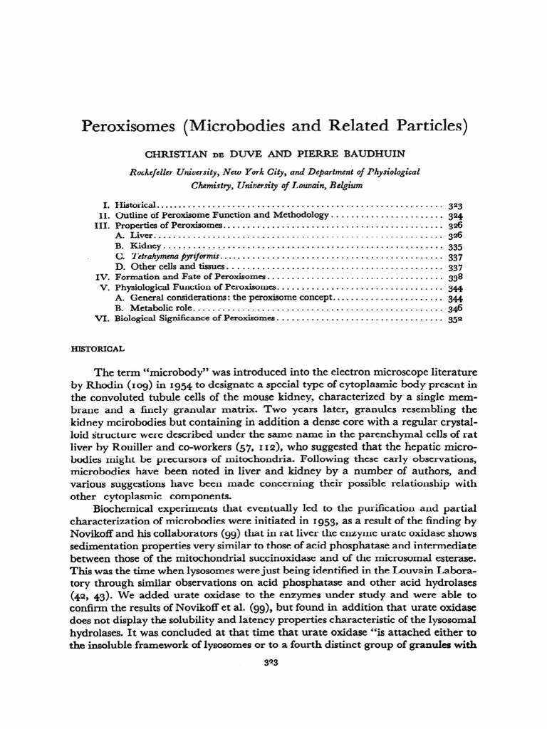 Peroxisome Structure and Function Overview | PDF | Catalase | Mitochondrion