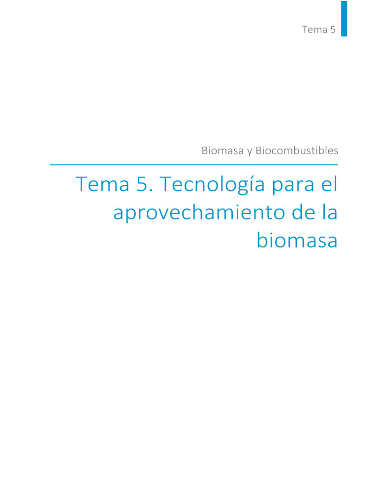 Tema 5 - Tecnologia para El Aprovechamiento de La Biomasa | PDF | Reactor Quimico | Gases