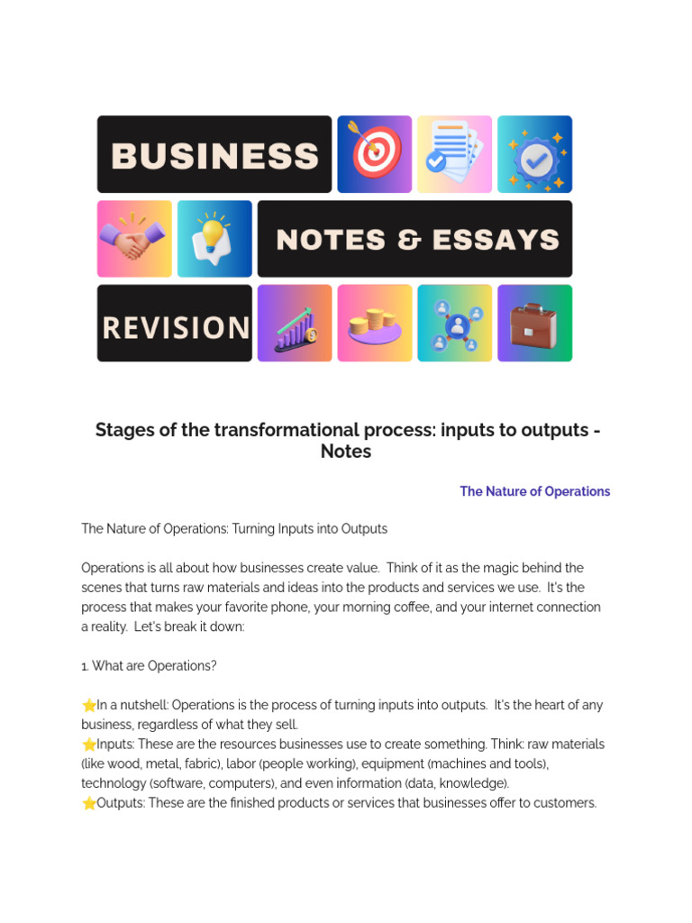 Transformational Process in Operations Management | PDF | Agile ...