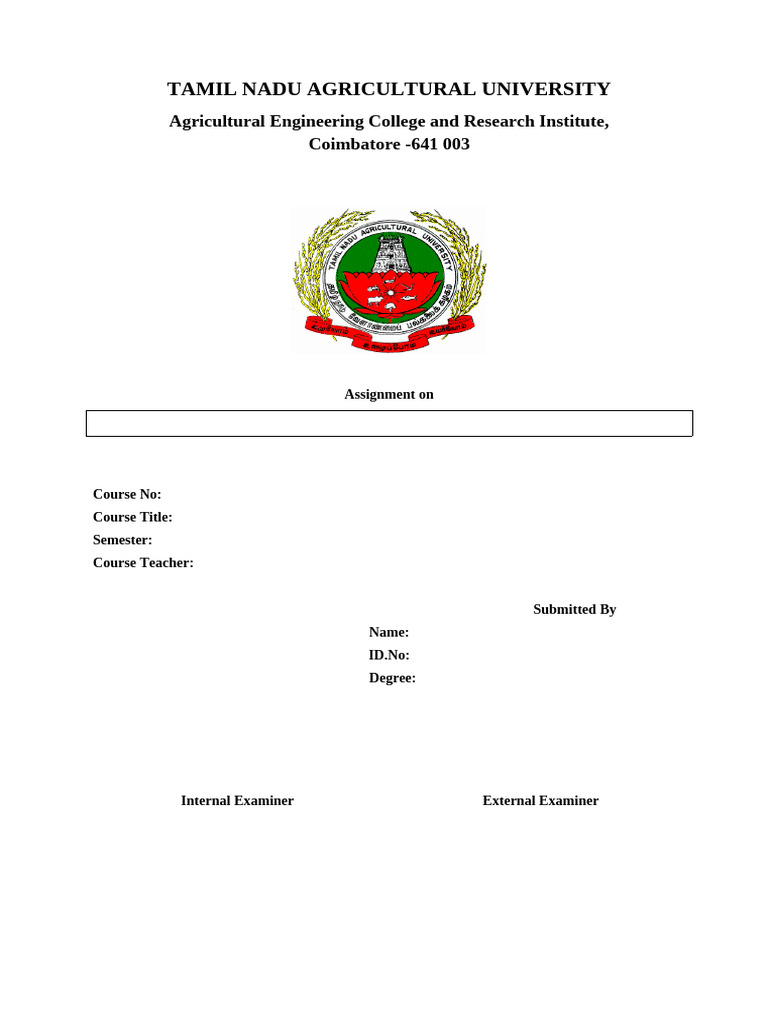 Assignment Front Page | PDF