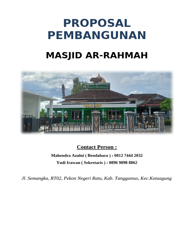 Proposal Masjid Arrahmah Revisi | PDF
