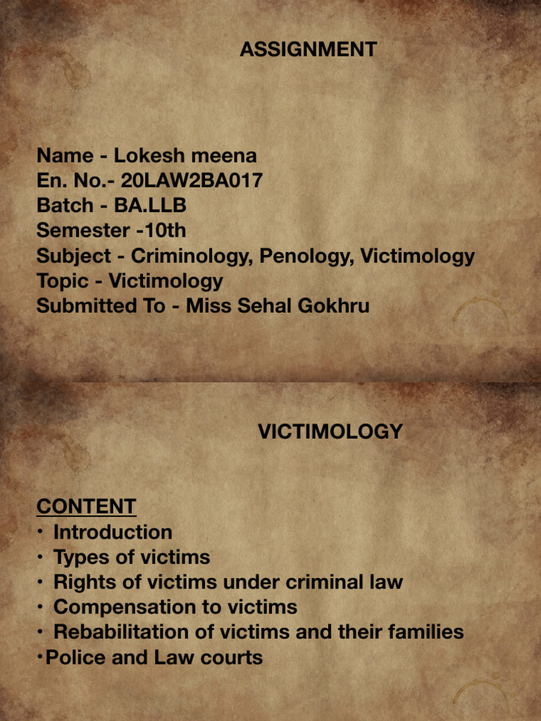 Understanding Victimology in Law | PDF | Victimology | Crime & Violence